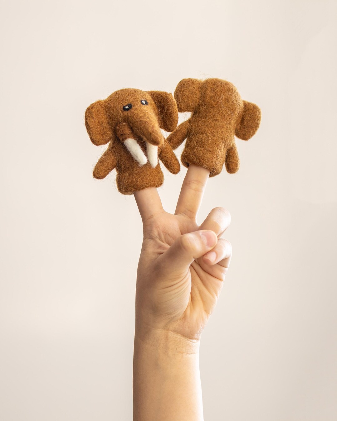 Felted Finger Puppet Woolly Mammoth, 100% New Zealand Wool, Needle ...
