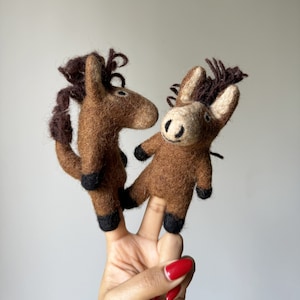 Felted Finger Puppets: New Zealand Wool Dog, Horse, Fox & Monster Set ...