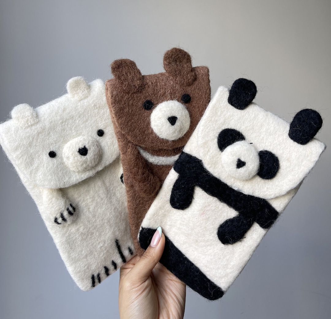 Felted Wool Phone Pouch, Cute Bear Cover - Etsy
