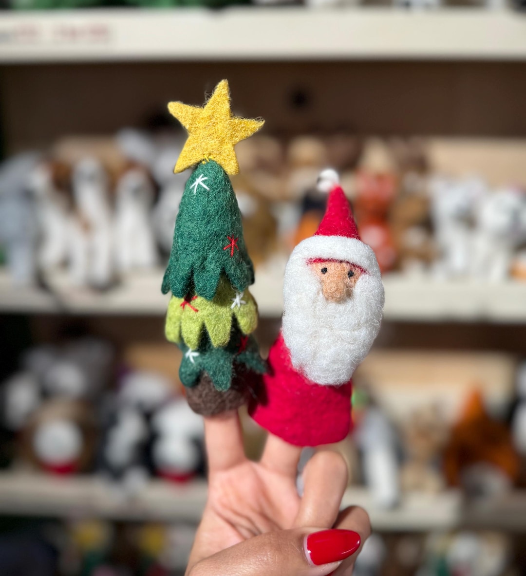 Felted Finger Puppet Set Christmas Edition Santa & Tree Puppets ...