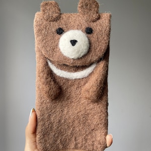 Felted Wool Phone Pouch, Cute Bear Cover - Etsy
