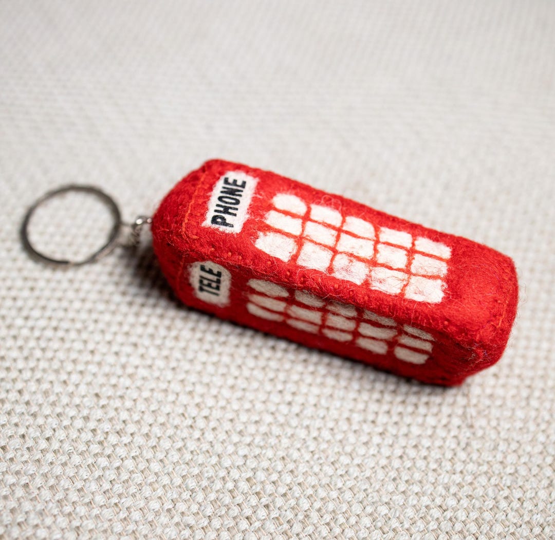 Felted Telephone Booth Keychain: Handmade Wool Keyring - Etsy