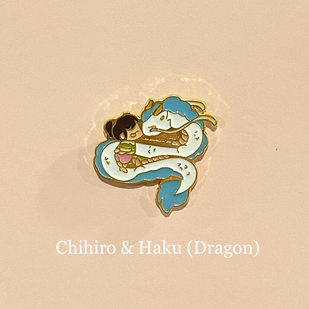Studio Ghibli Couple Series Enamel Metal Pins, Chihiro, Haku, Howl ...