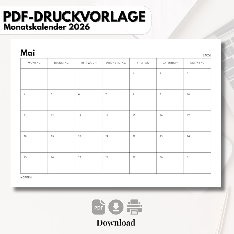 Kalender 2026 diy drucken a4 deutsch - Etsy.de