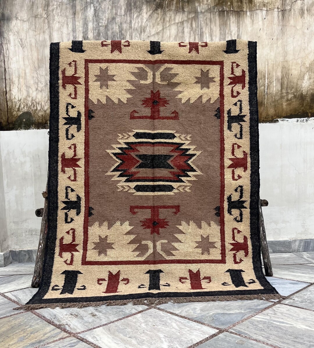 Bedroom Rug - 4x6, 5x8, 6x9 Mendelian Kilim, Navajo-inspired, Vintage ...