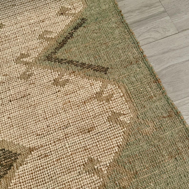 Soft Green Vintage Medallion Kilim Rug - Multi Sizes, Eco-friendly Hemp ...