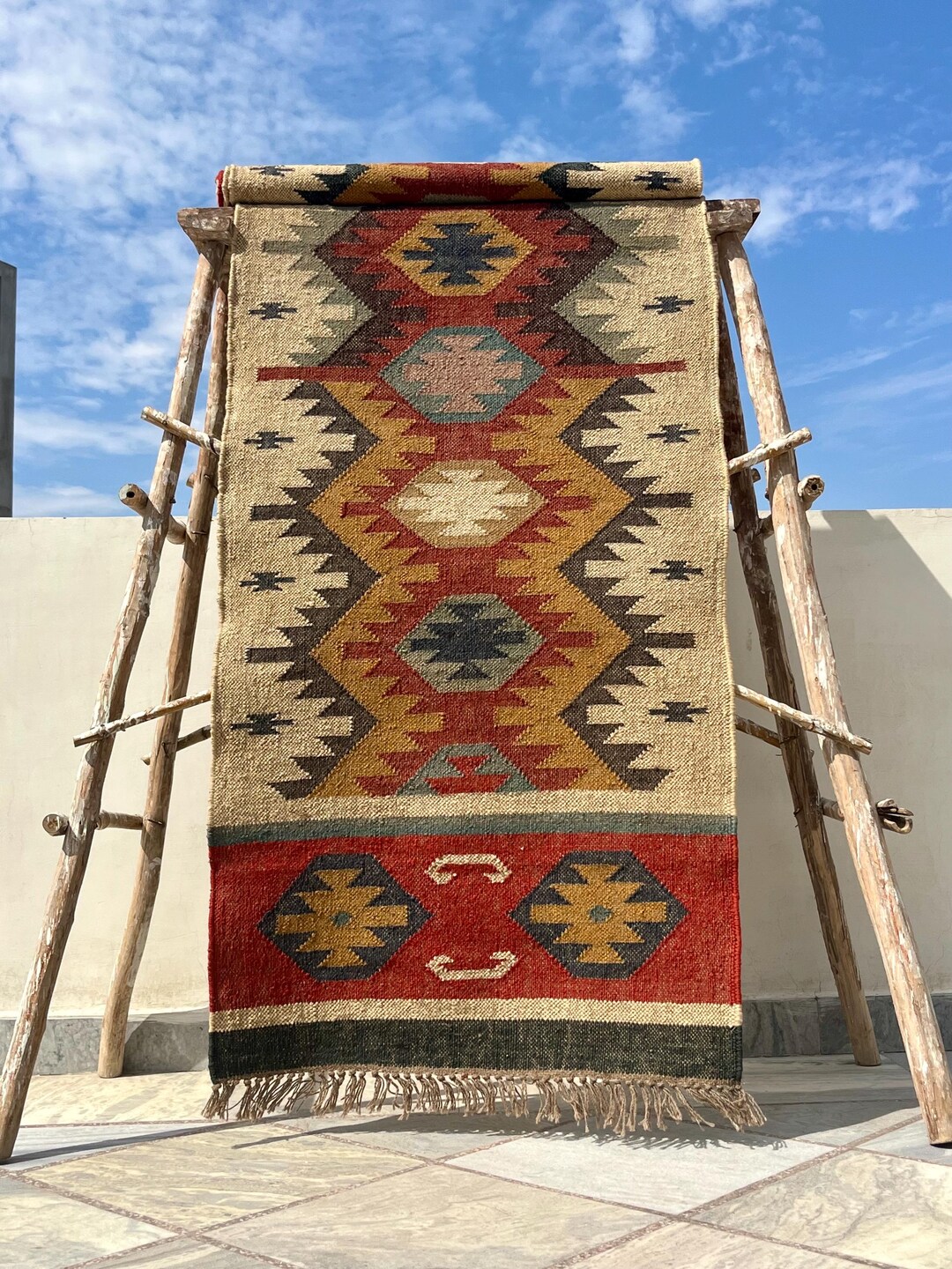 Colorful Kilim Runner Rug Handwoven Mexican Oaxacan Rug, Eco-friendly ...