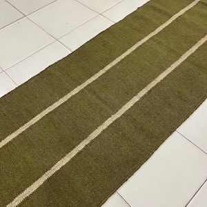 Earthy Tone Olive Green Staircase Runner Rug - Handwoven Jute Kilim ...