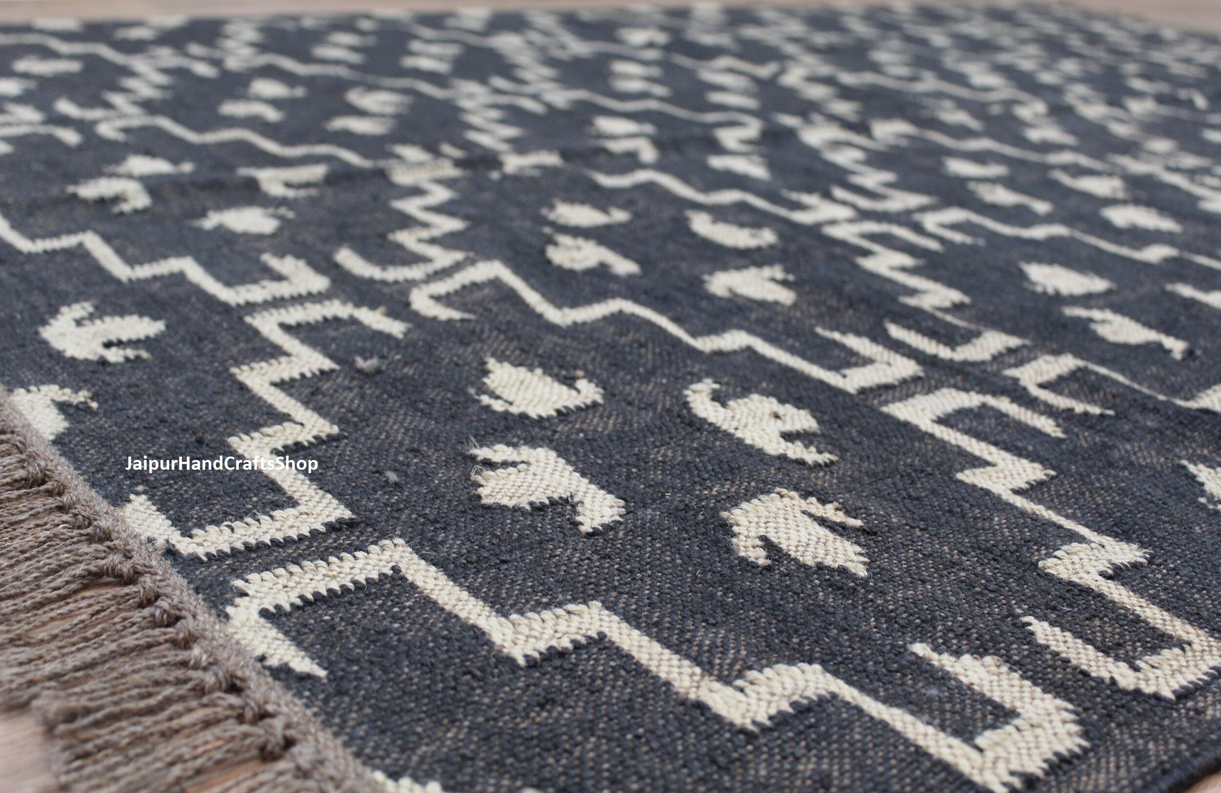 8x8 Feet and More Handmade Square Wool Jute Area Rug Kilim - Etsy