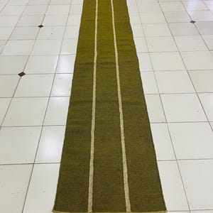 Earthy Tone Olive Green Staircase Runner Rug - Handwoven Jute Kilim ...