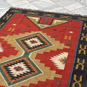 Large Area Rug - Southwest Kilim, Handwoven Geometric Rug for Bedroom ...