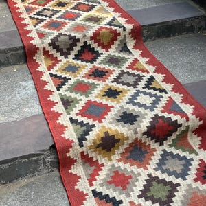 Earthy Tone Olive Green Staircase Runner Rug - Handwoven Jute Kilim ...