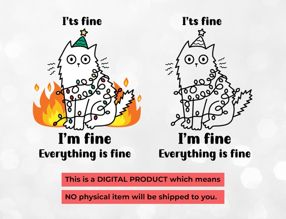 It's Fine I'm Fine Everything is Fine SVG Bundle - Etsy