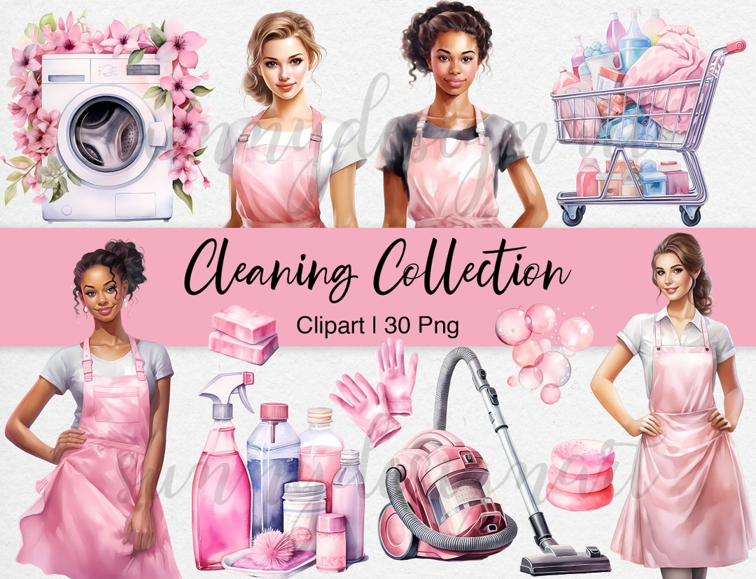 Watercolor Cleaning Clipart: Spring House Designs (PNG Digital Download ...