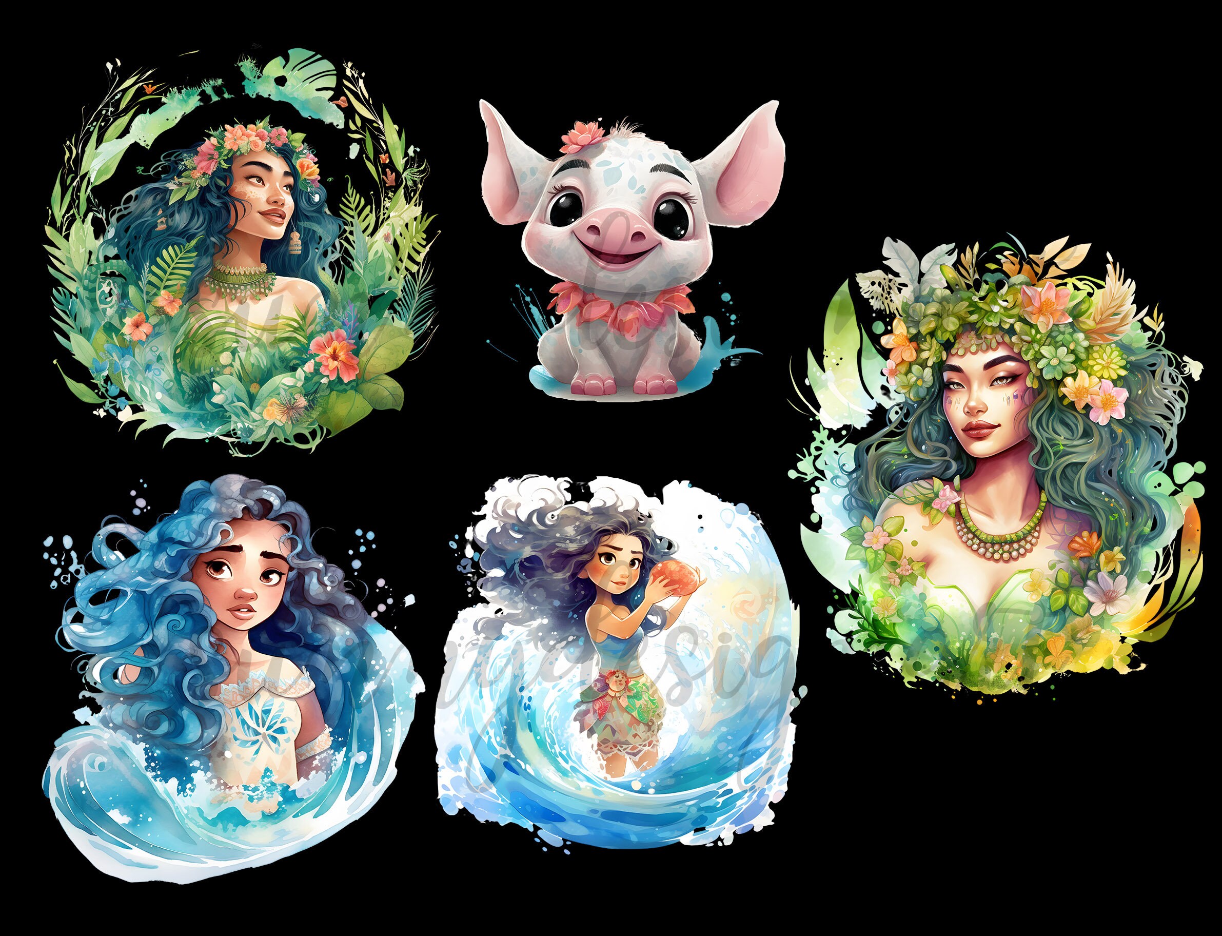 Polynesian Princess Clipart PNG Hawaii Graphics - Etsy