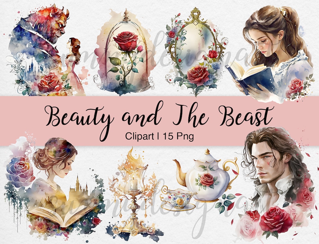 Watercolor Beauty and the Beast Fairytale Clipart - Etsy