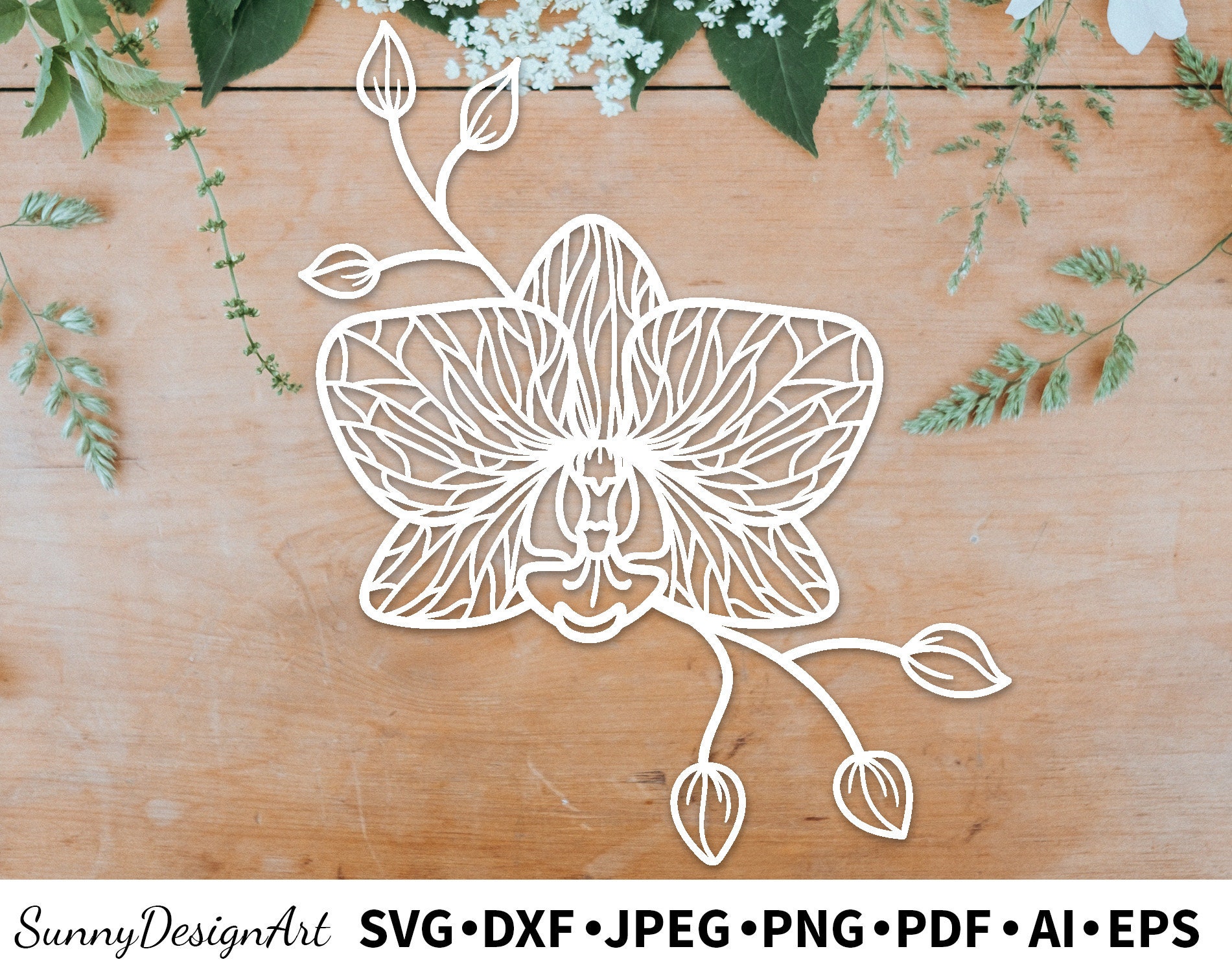 Orchid Flower SVG Cut File Bloom Flourish Silhouette - Etsy