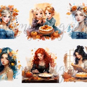 Thanksgiving Clipart, Princess Clip Art, Fall Clipart, Watercolor ...