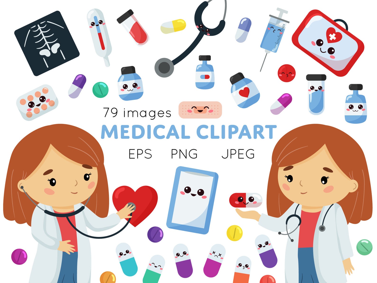 Medical Vector Clipart Pack Nurse Illustration Cliparts - Etsy