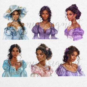 Regency Era Clipart: Watercolor Romantic Victorian Girls PNG, Rococo ...