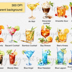 Watercolor Cocktails Clipart, Alcoholic Drinks PNG, Non-alcoholic ...
