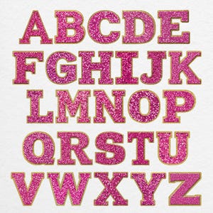 Pink Glitter Alphabet Clipart: Gold Monogram Letters and Numbers PNG - Etsy