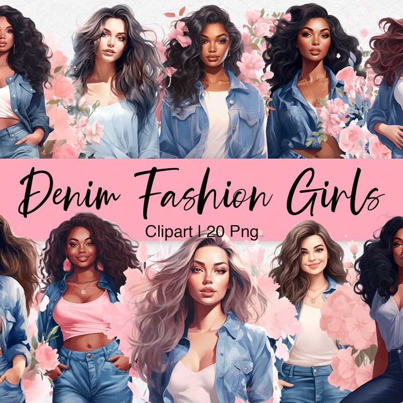 Jeans Girl Clipart - Etsy