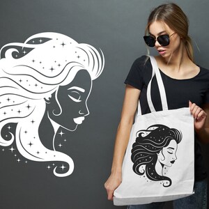 Woman With Stars Svg Png | Girl Svg | Lady Svg | Woman Face Svg ...