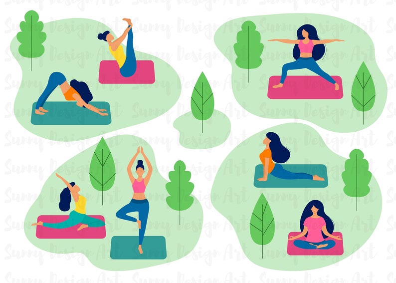Yoga Pose Clipart: Vector Fitness Graphics (instant Download) - Etsy