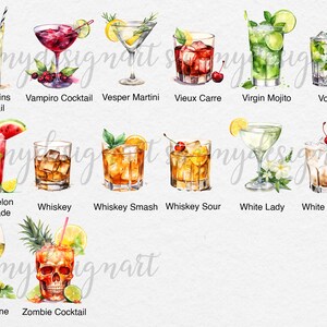 Watercolor Cocktails Clipart, Alcoholic Drinks PNG, Non-alcoholic ...