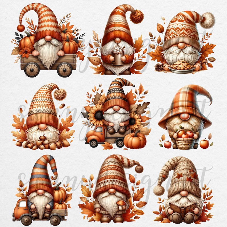 Fall Gnome Clipart Bundle: Pumpkin Spice Autumn PNG Digital Download - Etsy
