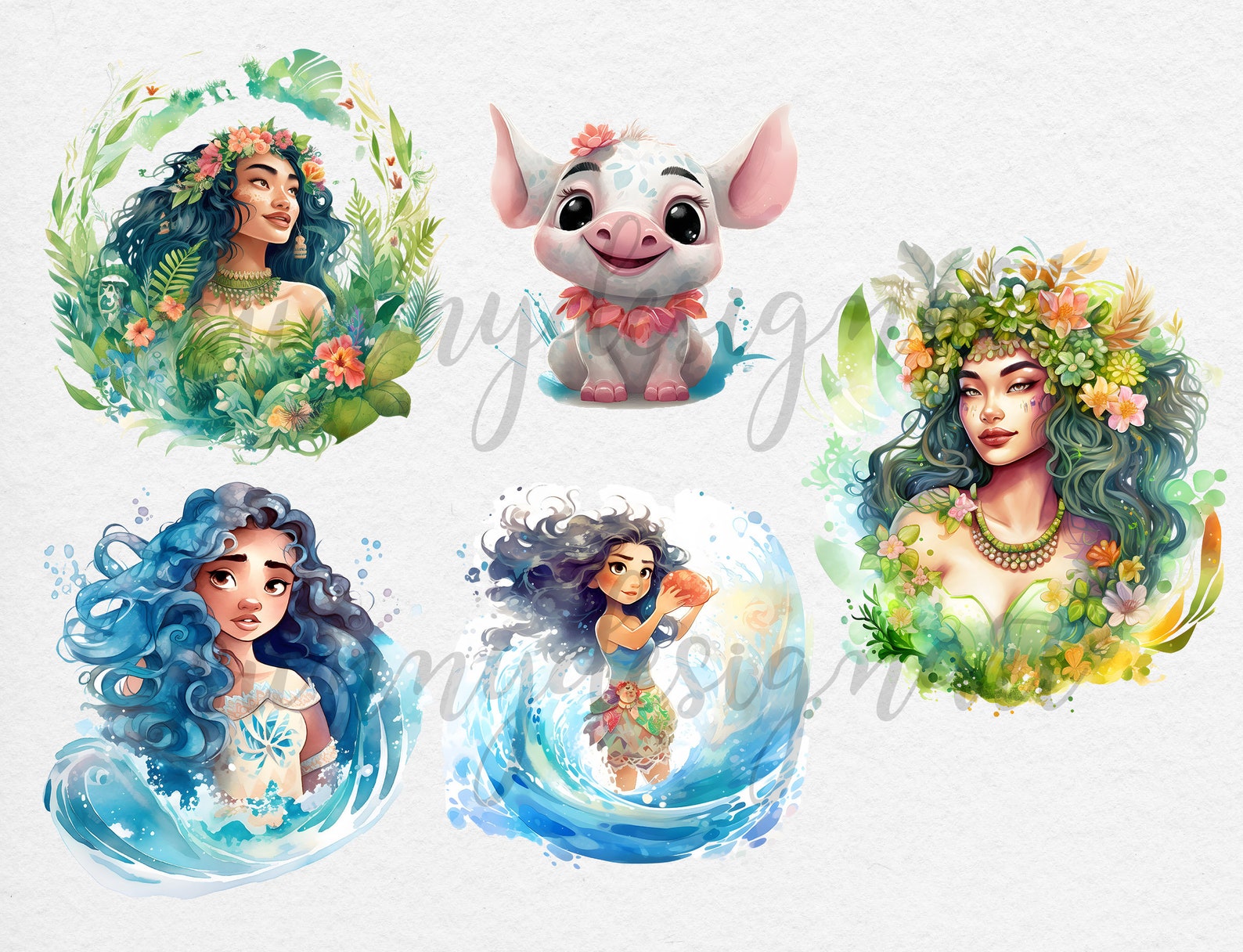 Polynesian Princess Clipart PNG Hawaii Graphics - Etsy
