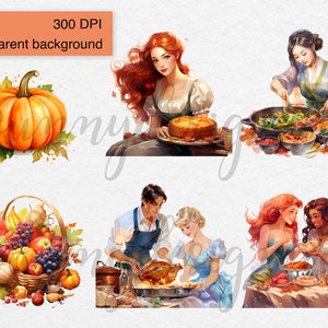 Thanksgiving Clipart, Princess Clip Art, Fall Clipart, Watercolor ...