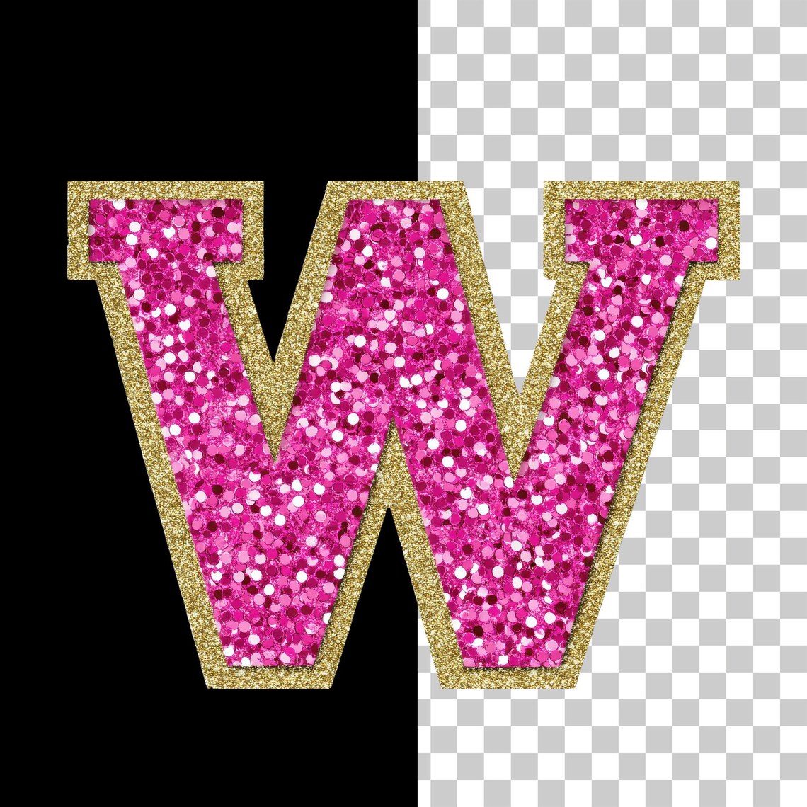 Pink Glitter Alphabet Clipart: Gold Monogram Letters and Numbers PNG - Etsy