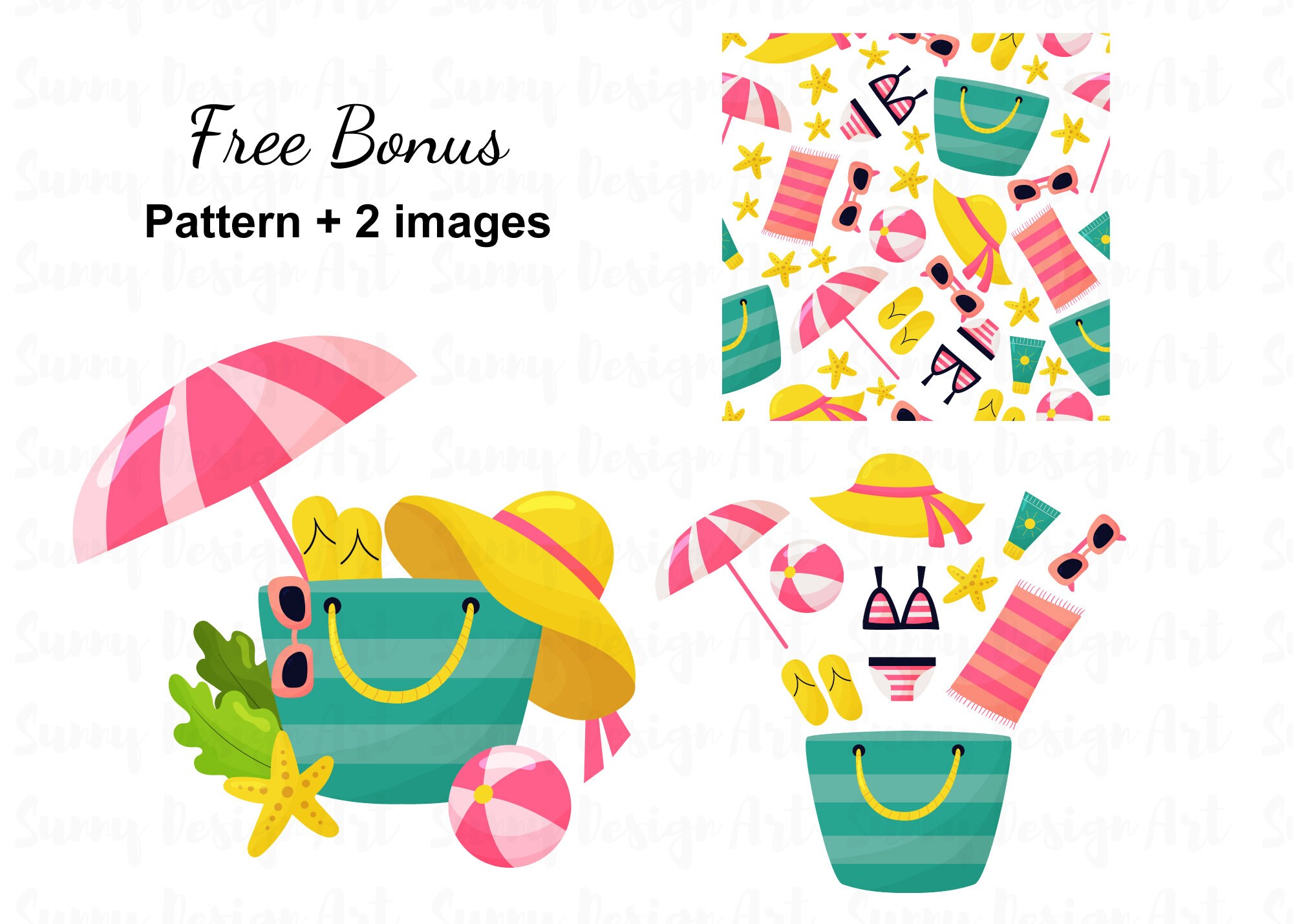 Vector Beach Travel Clipart Beach Bag Summer Vacation EPS - Etsy