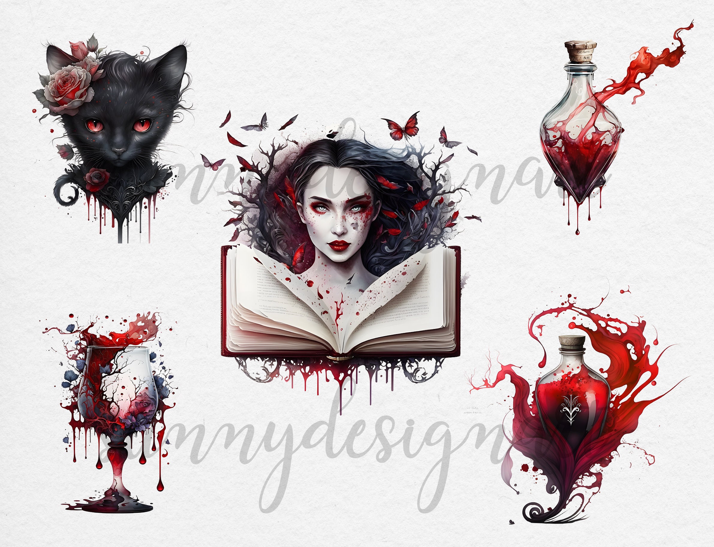 Vampire Watercolor Clipart Vampire Princess Png Gothic - Etsy