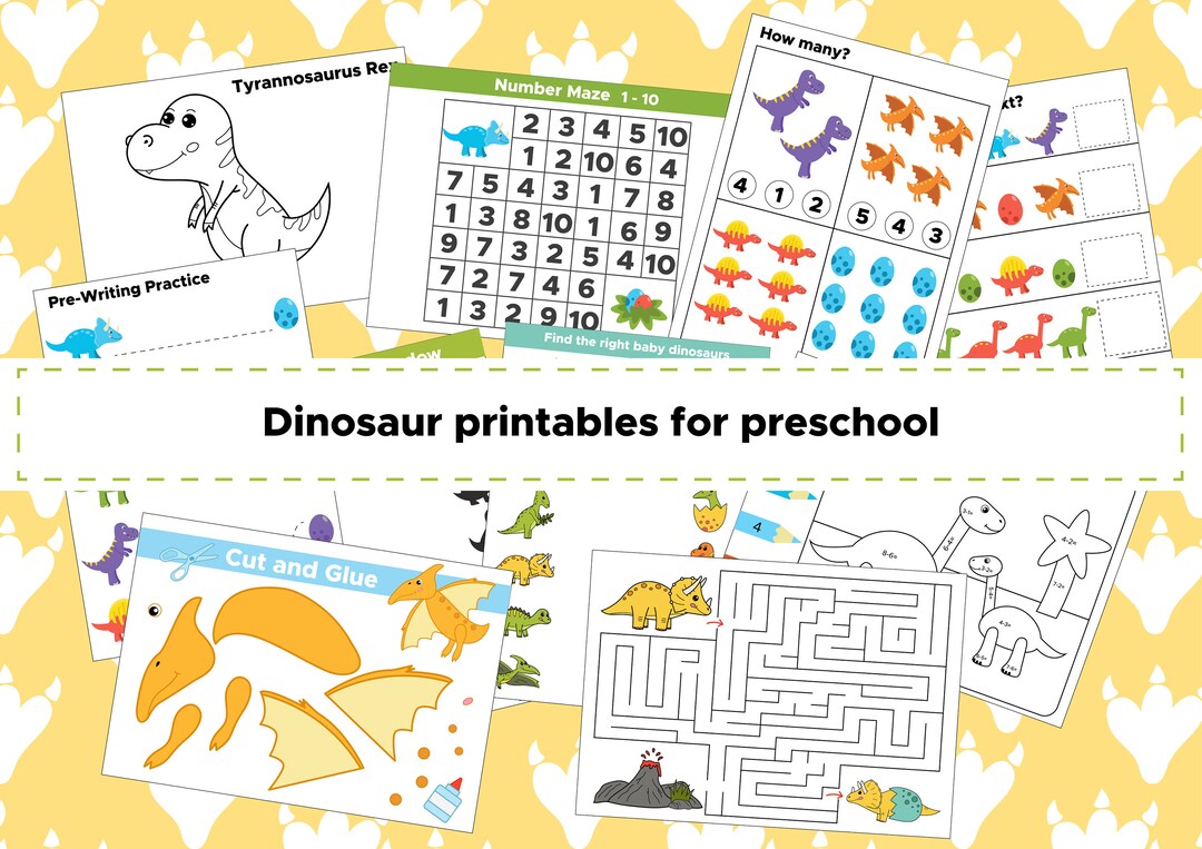 Dinosaur Preschool Activities Dinosaur Learning Pack - Etsy