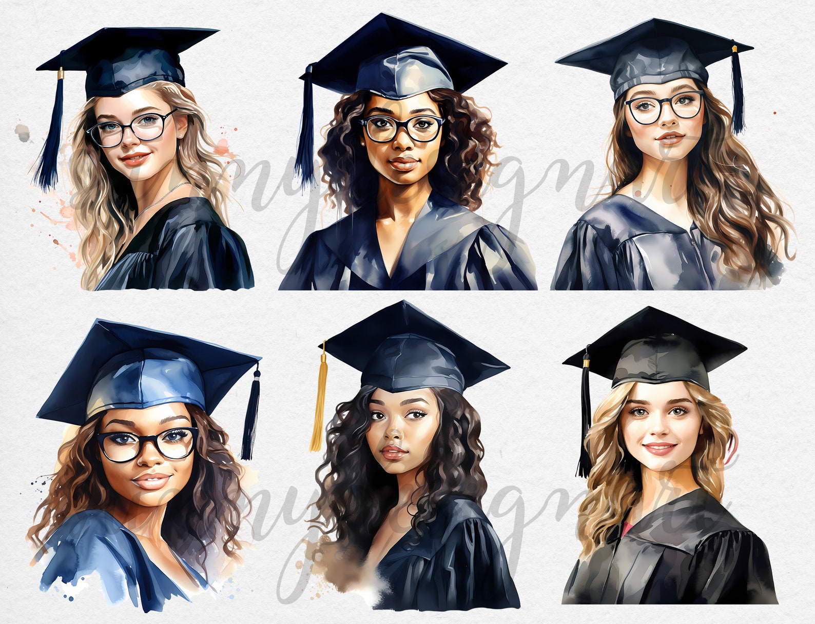 Student Girl Clipart: Academic Fashion PNG Stickers (commercial Use) - Etsy
