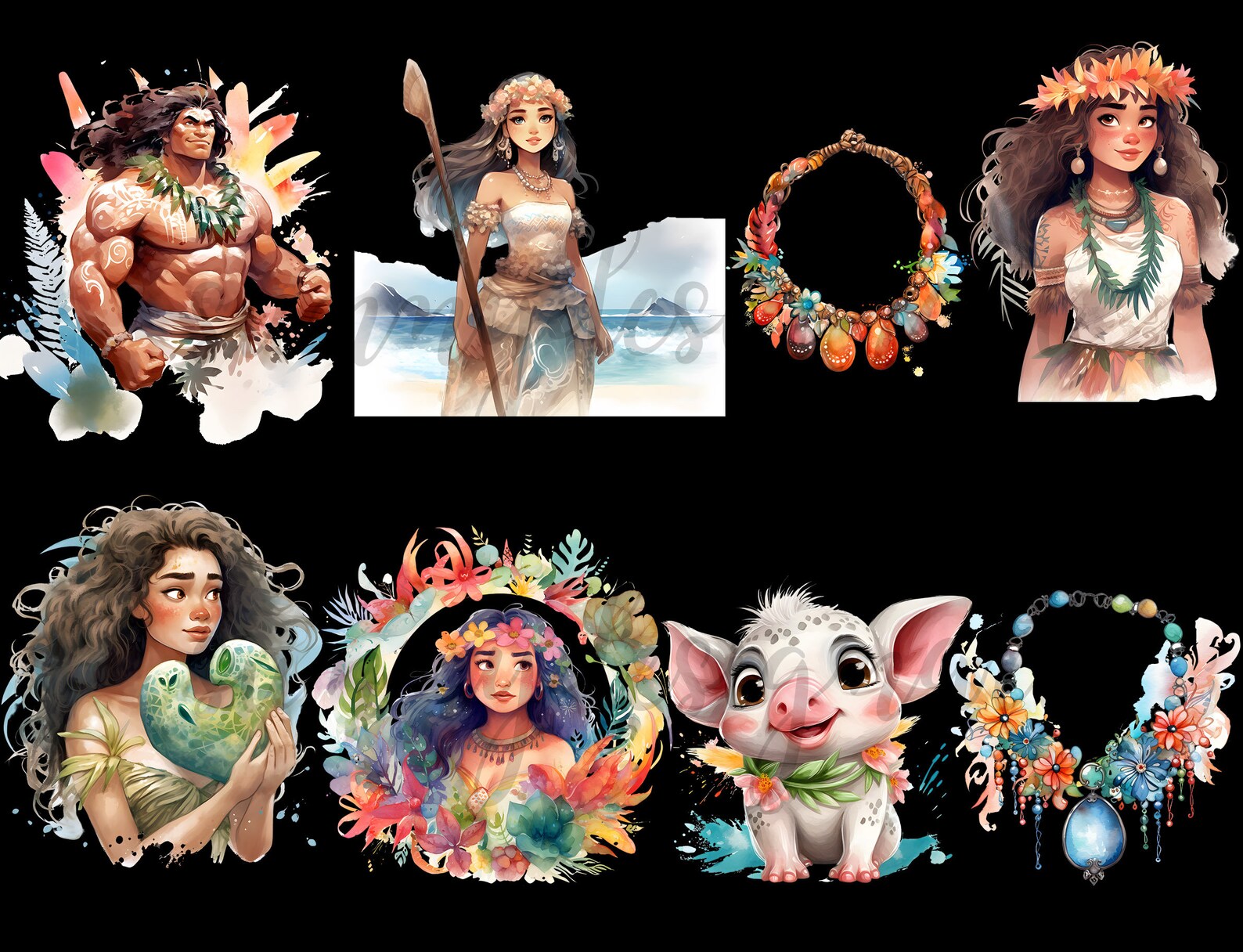 Polynesian Princess Clipart PNG Hawaii Graphics - Etsy