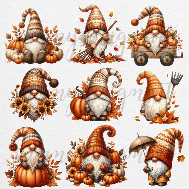 Fall Gnome Clipart Bundle: Pumpkin Spice Autumn PNG Digital Download - Etsy