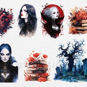 Watercolor Gothic Clipart, Gothic Princess, Dark Angel, Vampire, Gothic ...