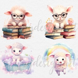 Cute Lambs Clipart, Watercolor Lamb Clipart, Baby Sheep Clipart, Baby ...