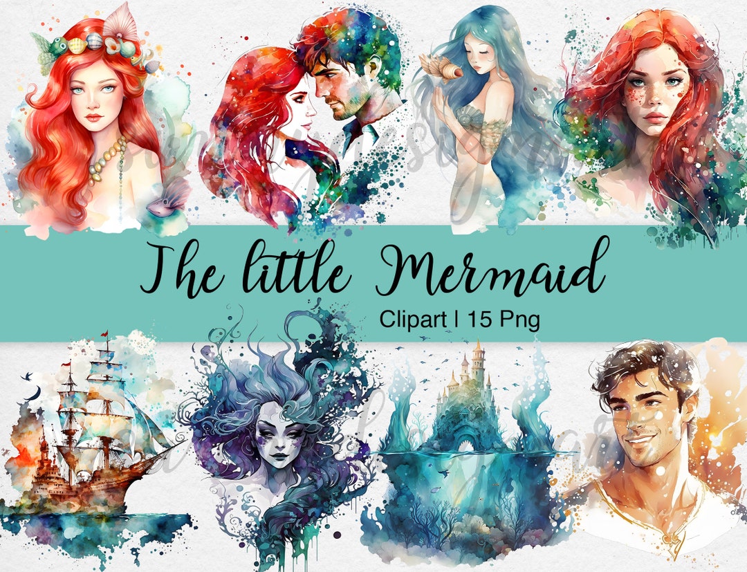 Mermaid Clipart | Watercolor Mermaid Clipart | the Little Mermaid ...