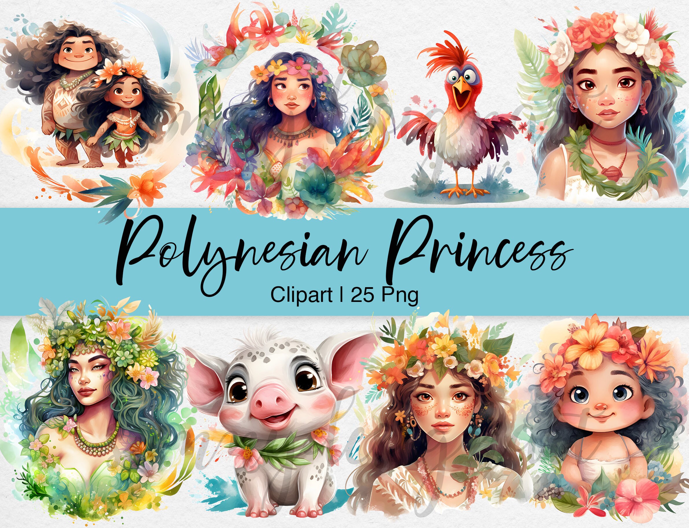 Moana Inspired Clipart Polynesian Princess Clipart Moana - Etsy