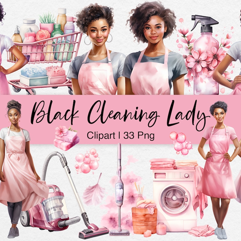 Black Cleaning Lady Clipart - Etsy