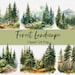 Forest Landscape Clipart, Watercolor Pine Tree PNG, Woodland Background ...
