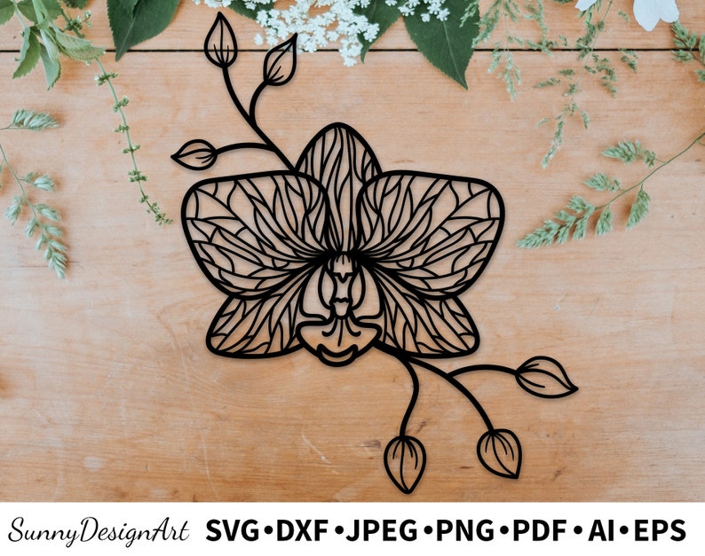 Orchid Flower SVG Cut File Bloom Flourish Silhouette - Etsy