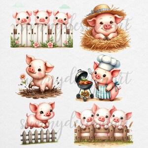 Pig Clipart 42 PNG, Watercolor Cute Piglet, Farm Animal Clip Art ...