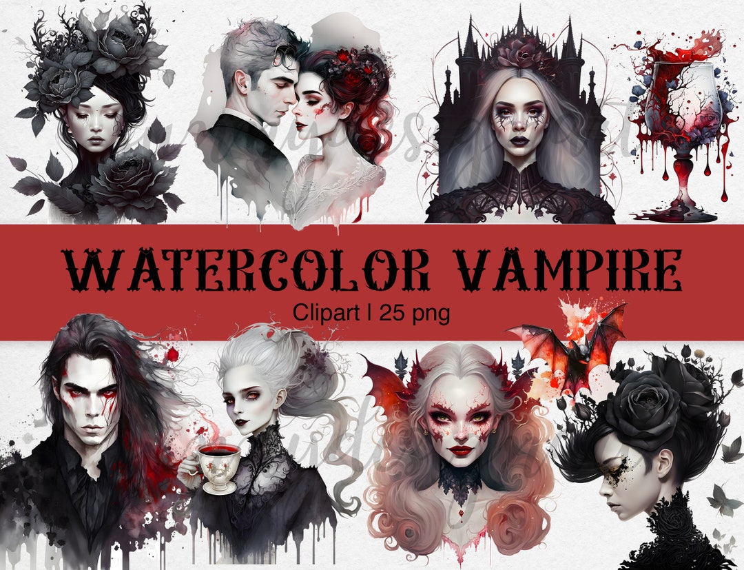 Vampire Watercolor Clipart, Vampire Princess Png, Gothic Vampire Png ...