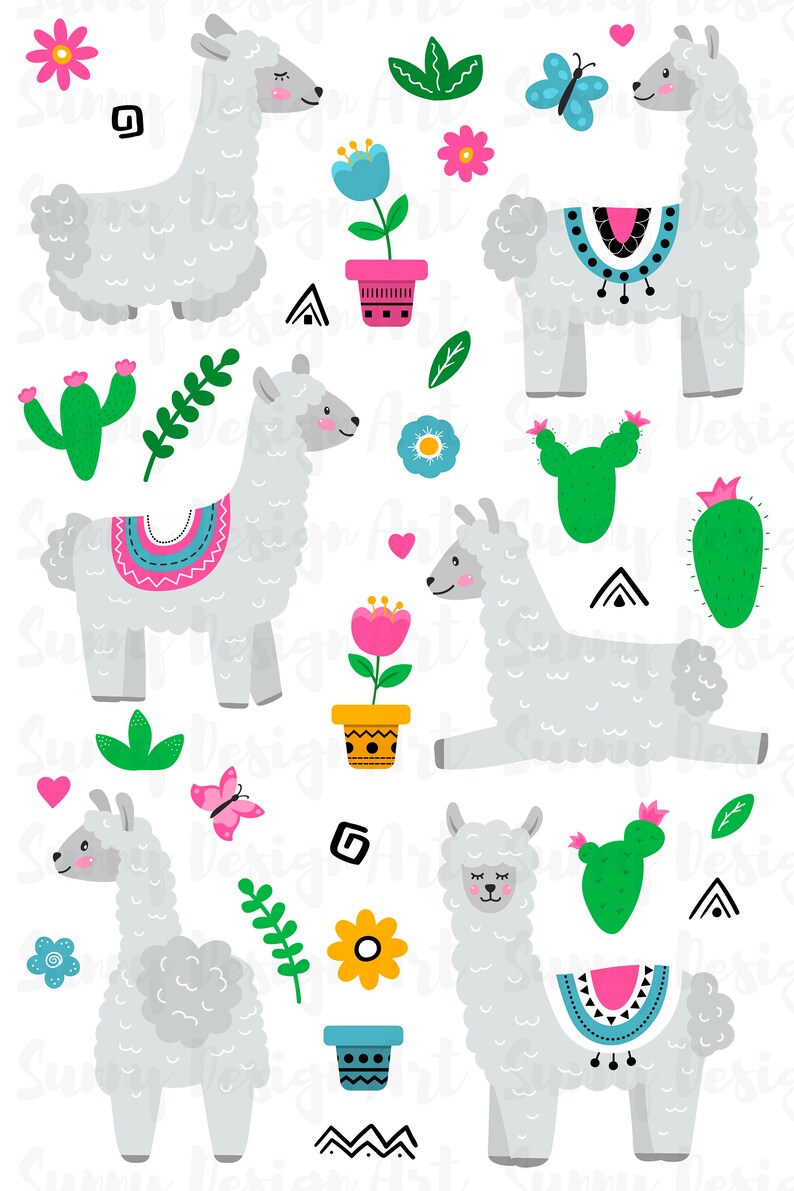 Llama Vector Llama Clipart Hand Drawn Llama Llama Alpaca - Etsy